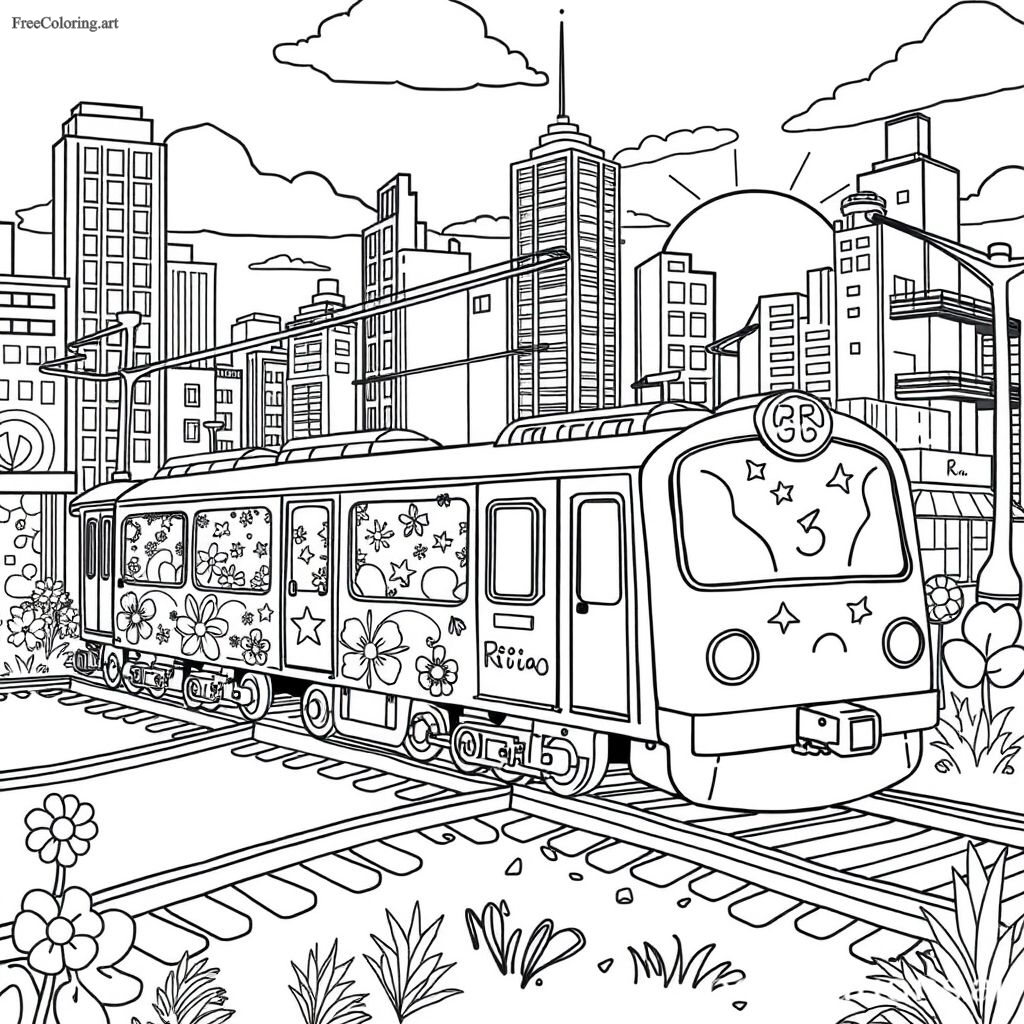 30 páginas para colorear de tren gratis para descargar e imprimir