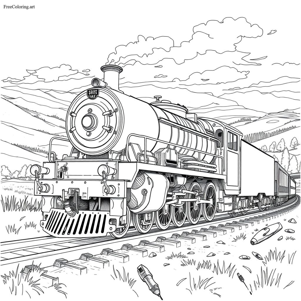 30 páginas para colorear de tren gratis para descargar e imprimir