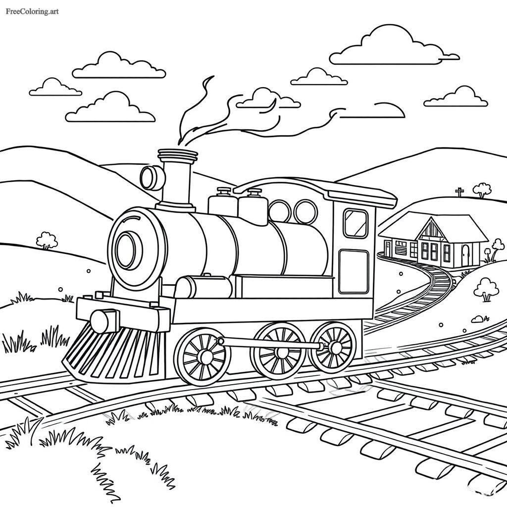 30 páginas para colorear de tren gratis para descargar e imprimir