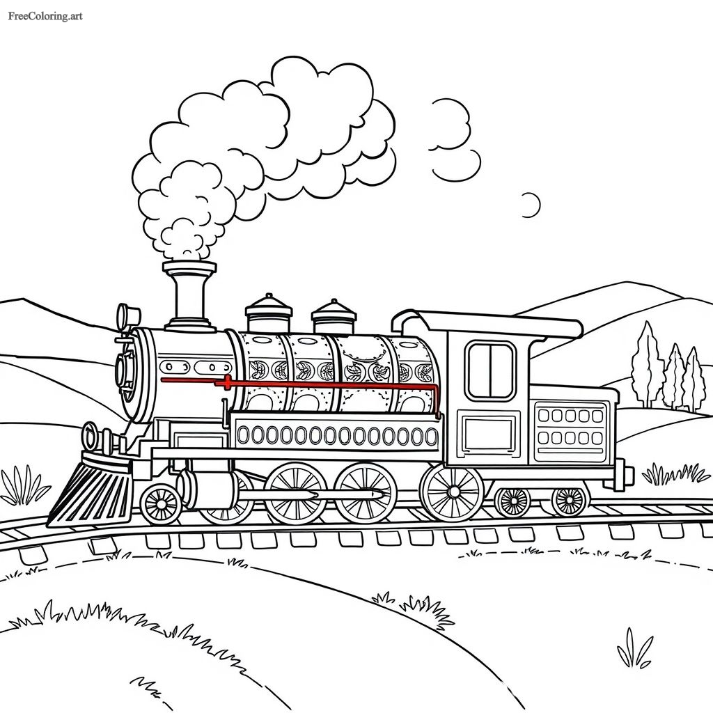 30 páginas para colorear de tren gratis para descargar e imprimir