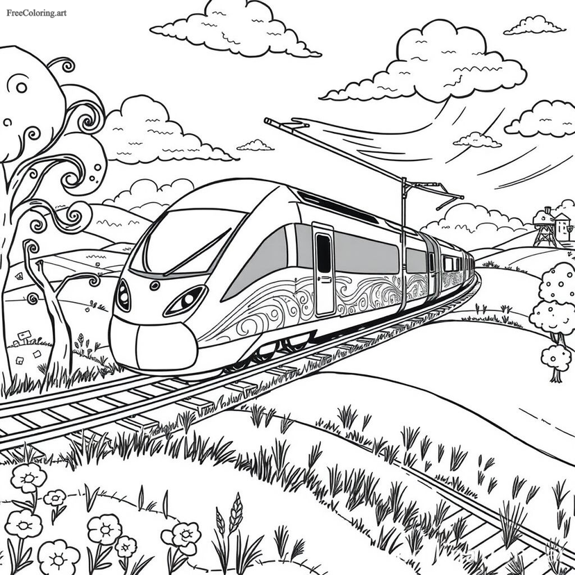 30 páginas para colorear de tren gratis para descargar e imprimir